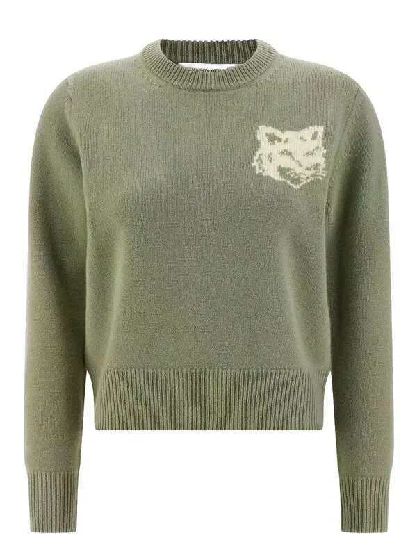 Maison Kitsuné Contrast Fox Head Sweater - Green