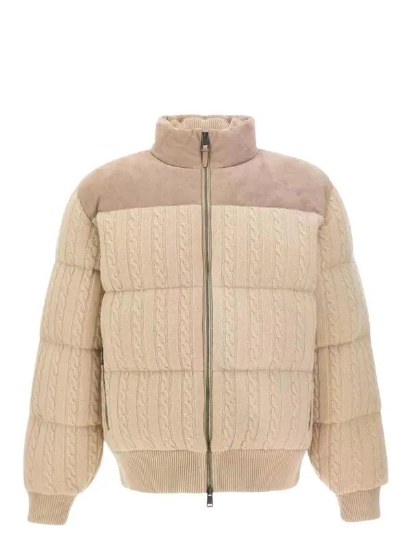 Hugo Boss Cable-knit Suede Jacket - Neutrals