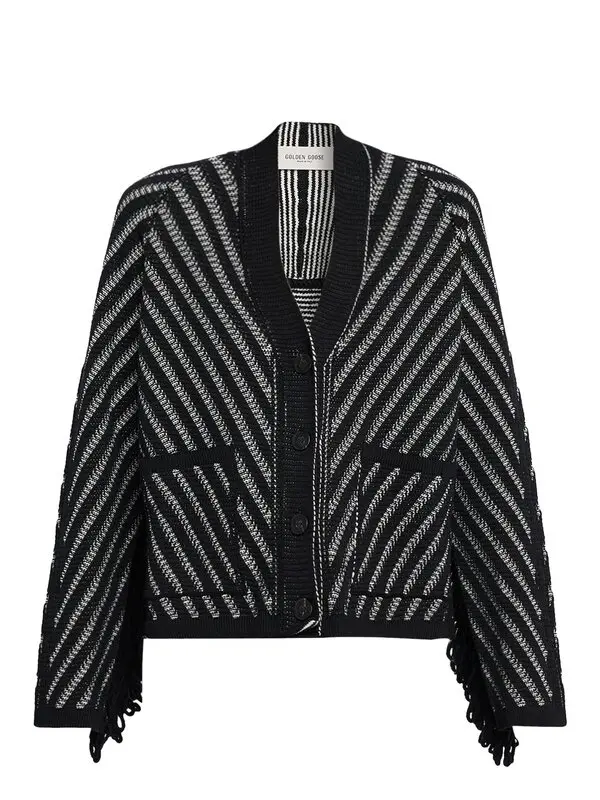 Golden Goose Olidia Fringe-trim Cardigan - Blackwhite