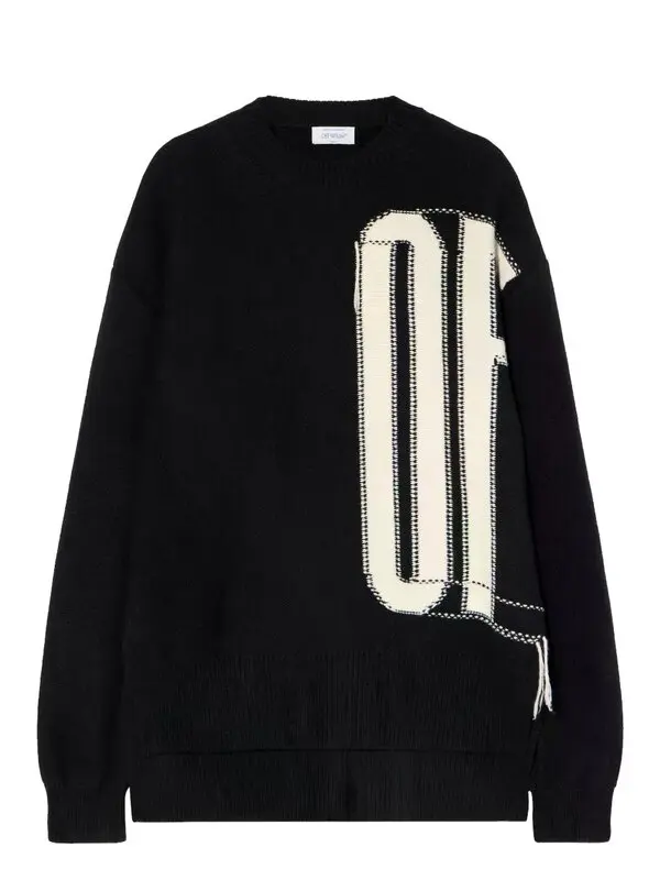 Off-White Intarsia Crew-neck Sweater - Black