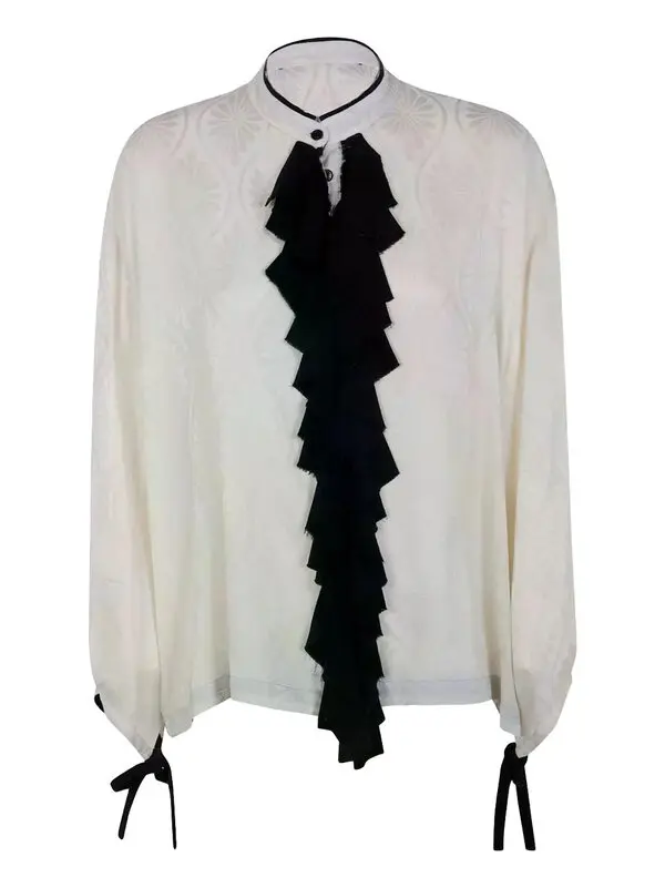 IBRIGU Ruffled Long Sleeve Shirt - White