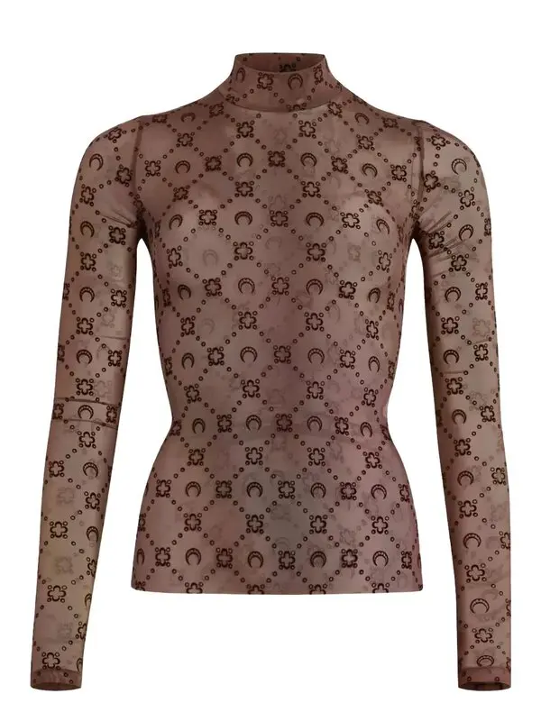 MARINE SERRE Patterned Long-sleeve Top - Brown