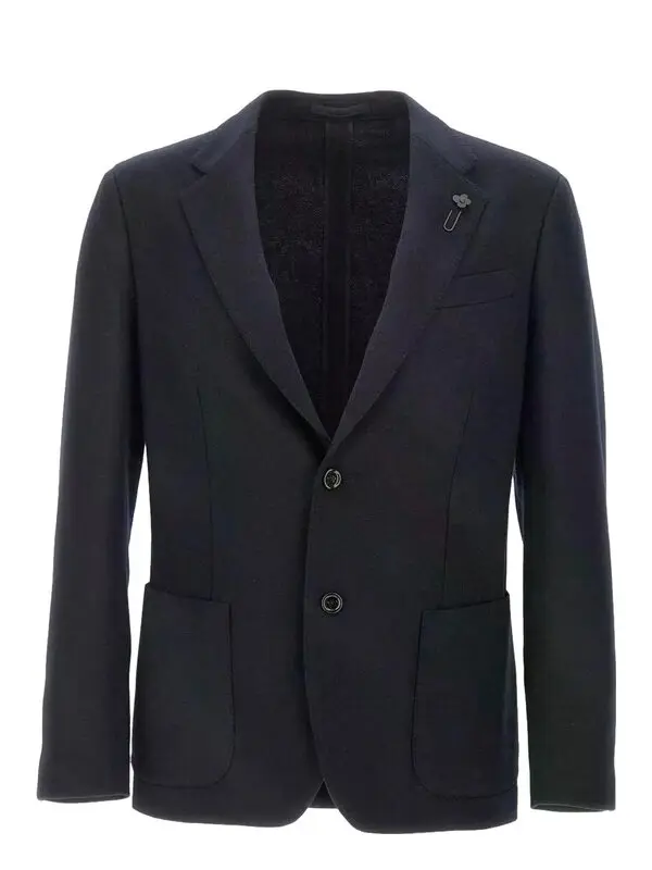 LARDINI Pin-detail Single-breasted Blazer - Blue