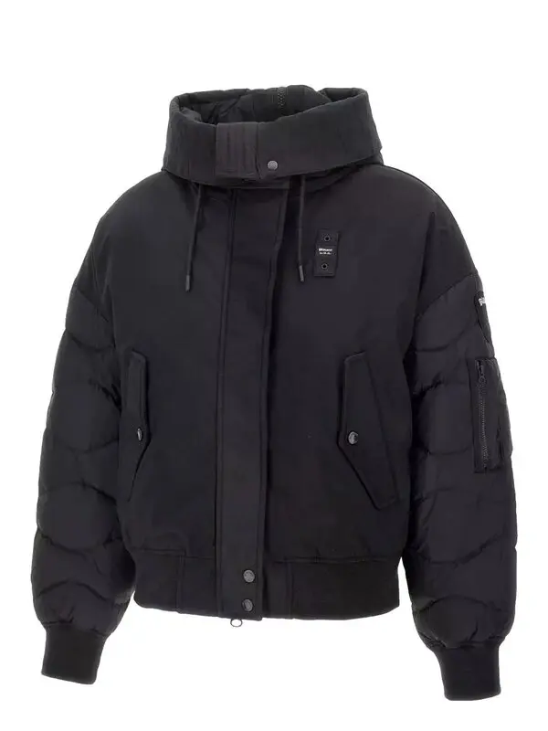 BLAUER. Harley Hooded Bomber Jacket - Black