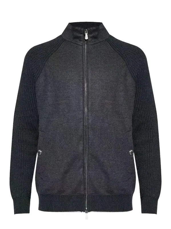 Eleventy Ribbed Zip Jacket - Grey