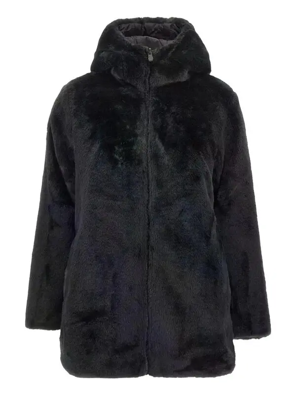 SAVE THE DUCK Hooded Faux Fur Coat - Black