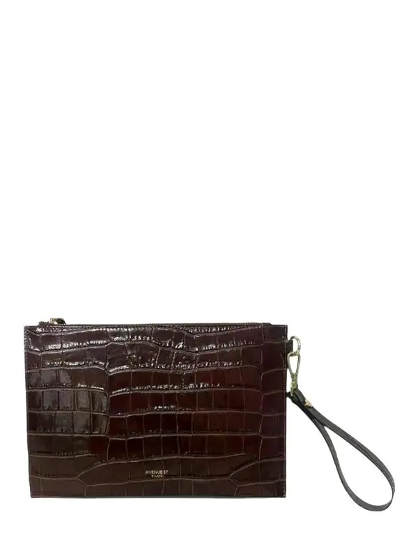 AVENUE 67 Crocodile-effect Clutch - Brown
