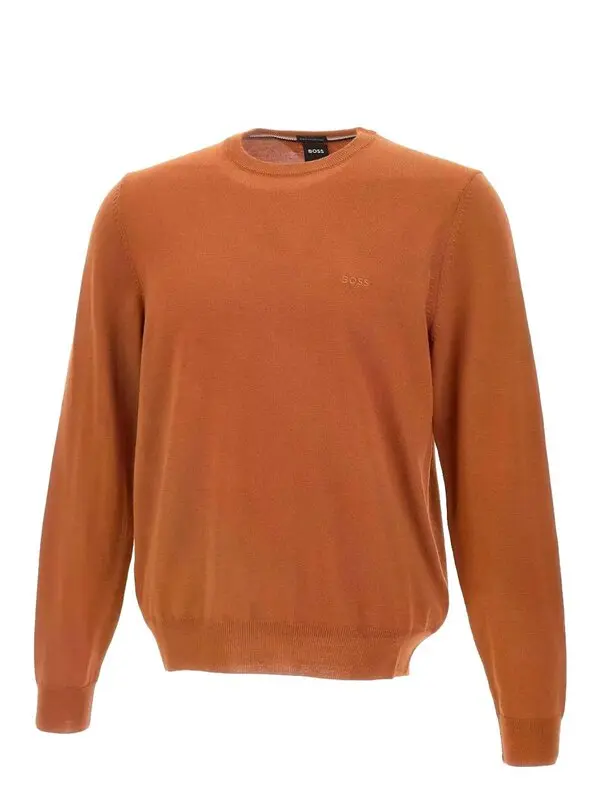 Hugo Boss Embroidered Crew Neck Sweater - Orange