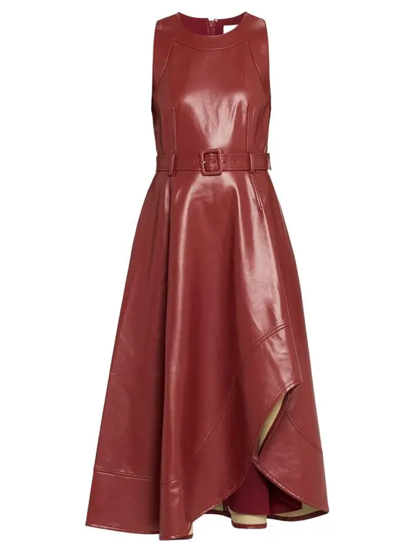 Cinq À Sept Vegan Leather Zelda Midi Dress - Wineberry