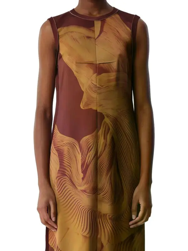 JASON WU Crew-neck Sleeveless Midi Dress - Brown