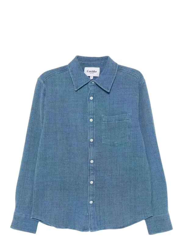 CORRIDOR Dyed Waffle-knit Shirt - Blue