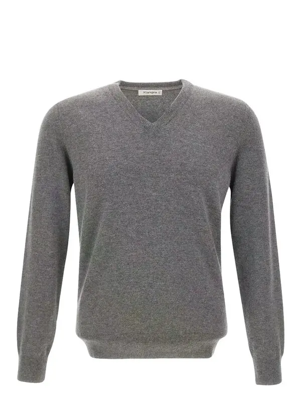KANGRA V-neck Long Sleeve Sweater - Grey