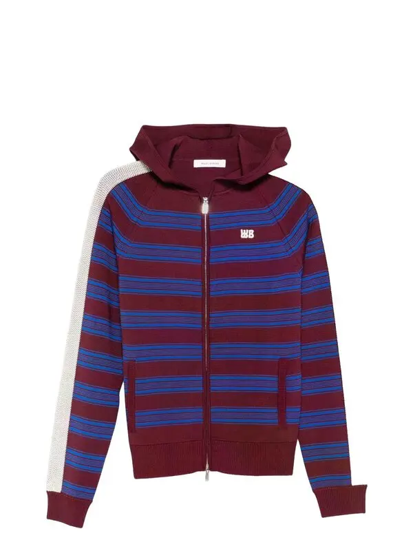 WALES BONNER Striped Zip-up Hoodie - Red
