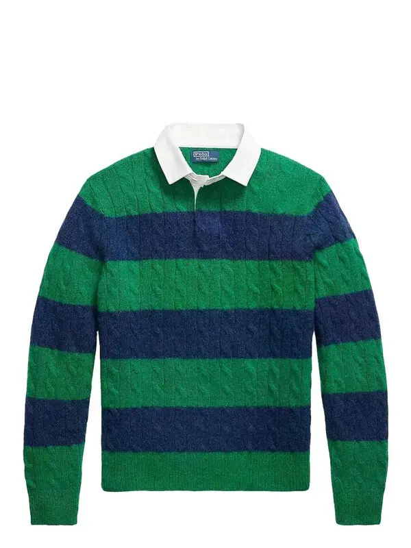 Polo Ralph Lauren Rugby Striped Cable-knit Polo Shirt - Green