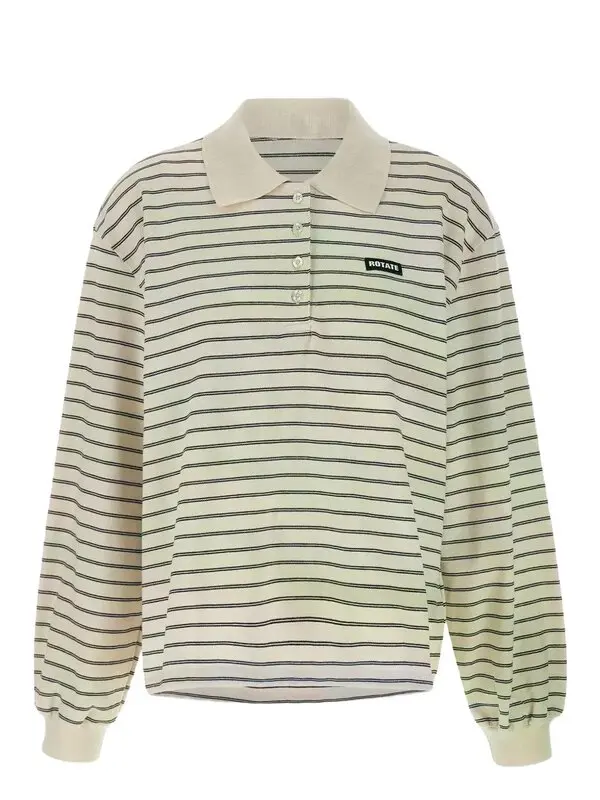 ROTATE BY BIRGER CHRISTENSEN Striped Long-sleeve Polo - Neutrals