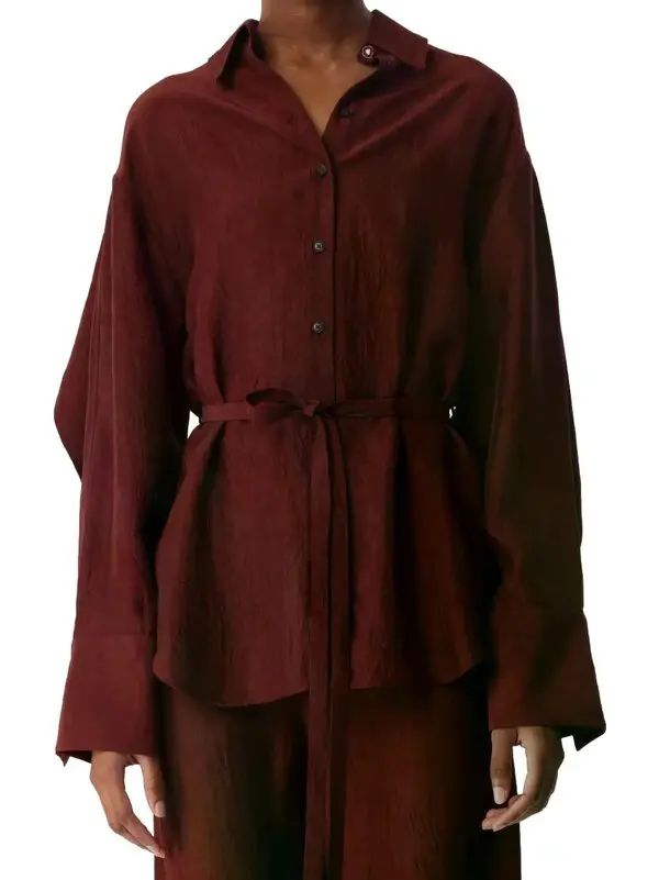 JASON WU Crinkled-effect Belted Shirt - Red