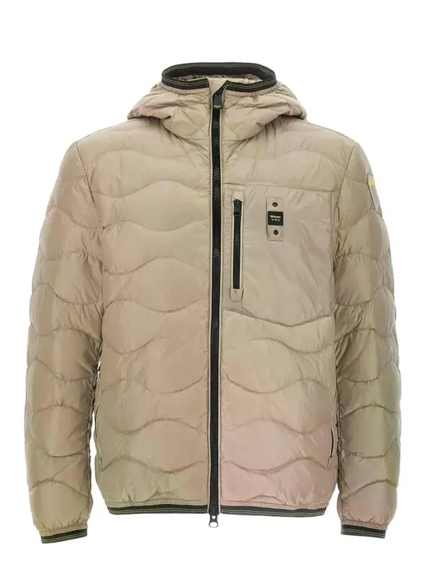 BLAUER. Wave Quilted Hooded Coat - Neutrals
