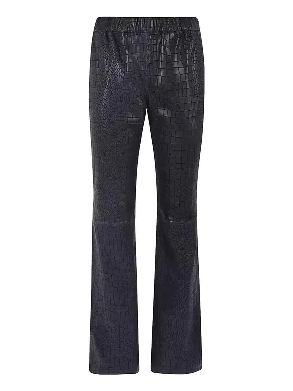 ENES Croc-embossed Flare Pants - Black