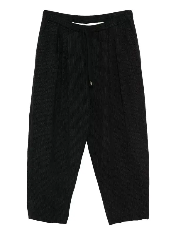 CALMLENCE Double Pleated Tapered Trousers - Black