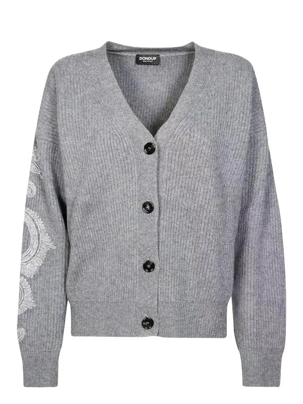 DONDUP Embroidered Buttoned Cardigan - Grey