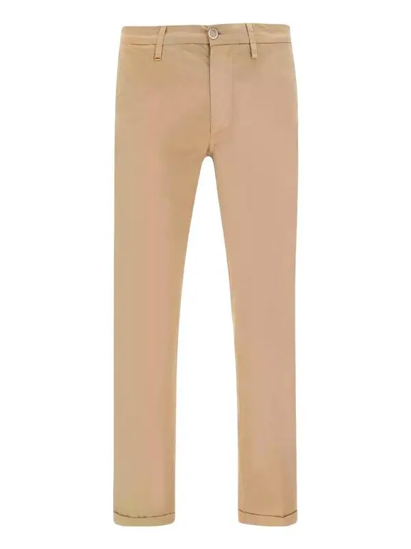 RE-HASH Cuffed Trousers With Logo Patch - Neutrals