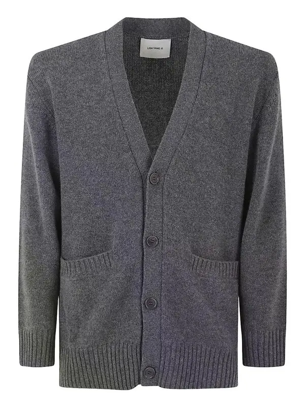LISA YANG Button-down Ribbed Knit Cardigan - Grey