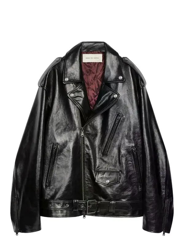 Dries Van Noten Belted Biker Jacket - Black