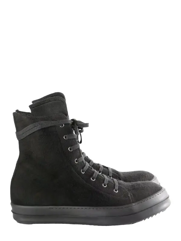 Rick Owens Brushed-effect High-top Sneakers - Black