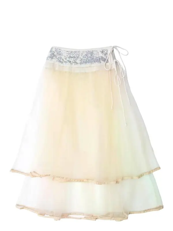 MULLER OF YOSHIOKUBO Sequin-embellished Tulle Skirt - Neutrals