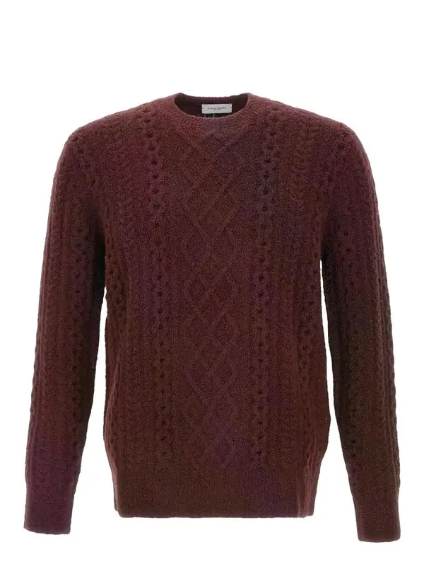 PAOLO PECORA Long-sleeved Cable Knit Sweater - Red