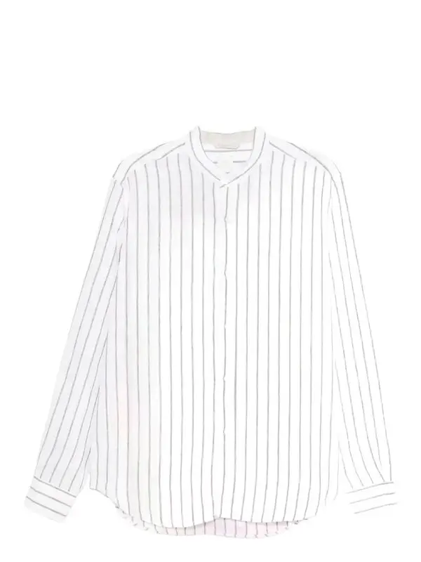 Eleventy Striped Collarless Shirt - White