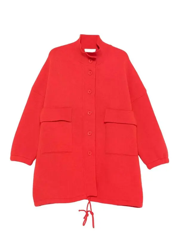 Laboratorio Capri Buttoned Flap-pockets Single-breasted Coat - Red