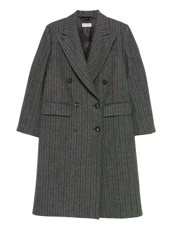Alberto Biani Striped Wool Blend Coat - Grey