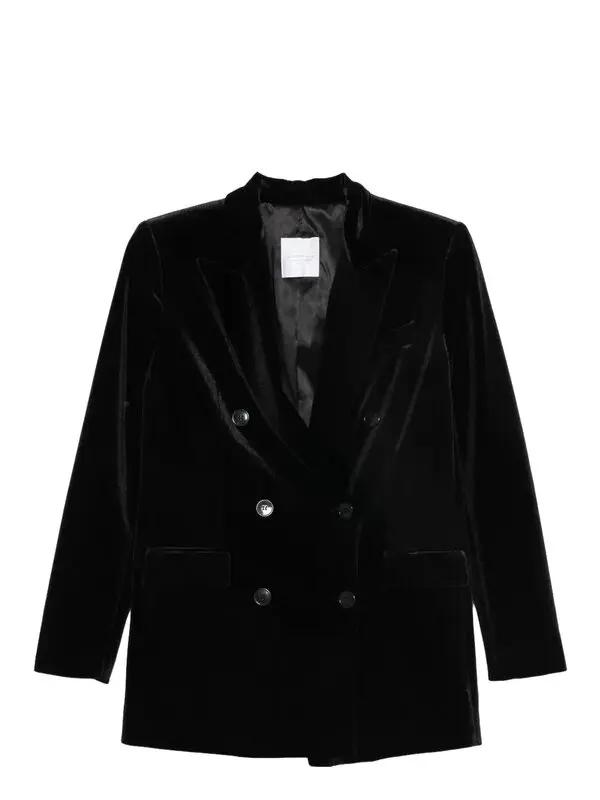 CENERE GB Velvet Double-breasted Blazer - Black