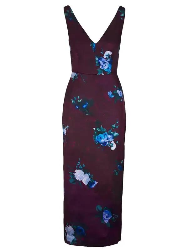 Erdem Floral Print Midi Dress - Purple