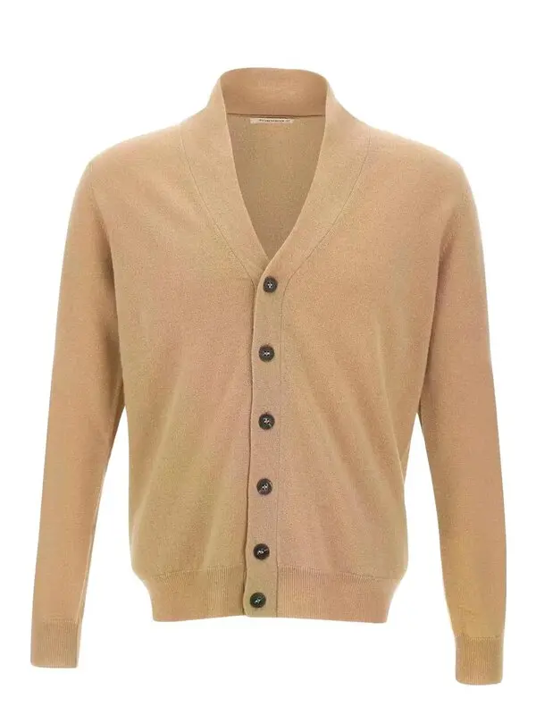 KANGRA Shawl Collar Button Cardigan - Neutrals