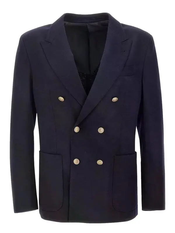 Eleventy Double-breasted Wool Blazer - Blue