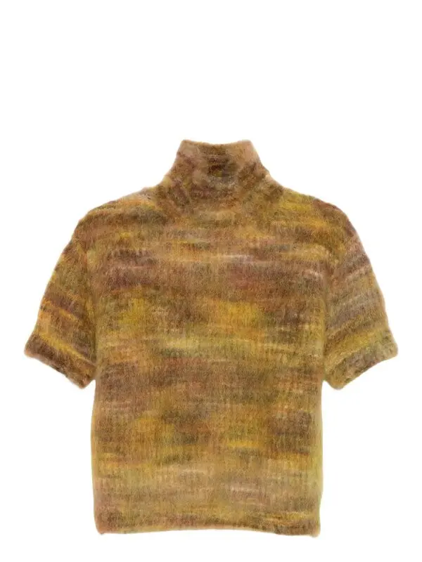 ROBERTO COLLINA Knitted Short-sleeve Top - Brown