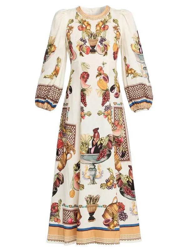 ALEMAIS Mercado Linen Midi Dress - Multi