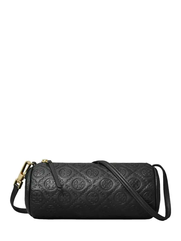 Tory Burch T Monogram Pebble Cylinder Bag - Black