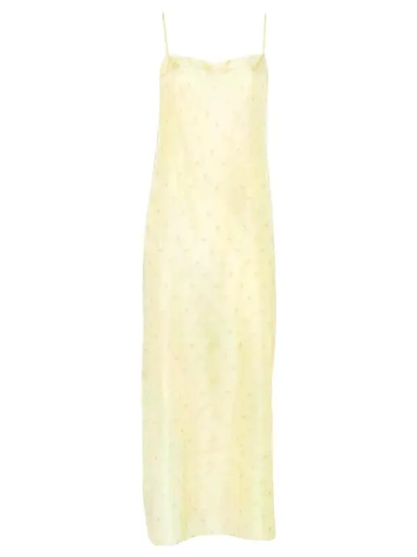 6397 Embroidered Dot Maxi Dress - Yellow