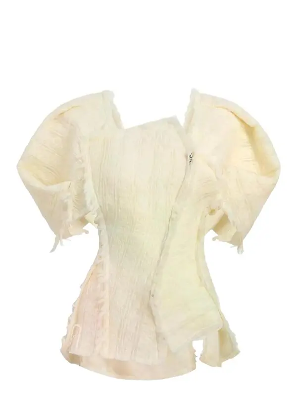 Khaite Quan Frayed-sleeve Top - Neutrals
