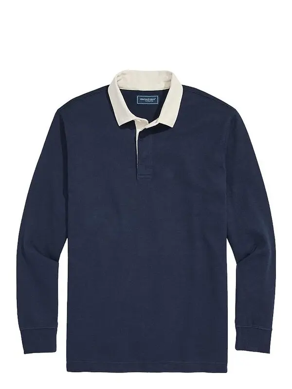 Vineyard Vines Cotton Solid Rugby Shirt - Nautical Navy
