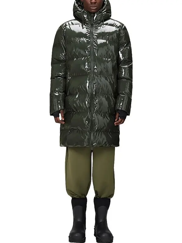 Rains Alta Long Puffer Jacket - Swamp