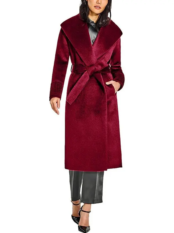 Sentaler Suri Shawl Collar Long Wrap Coat - Bordeaux