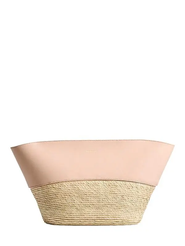 Altuzarra Straw And Leather Basket Clutch - Pale Blush