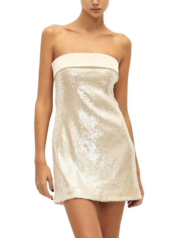 ELODIE THE LABEL Julia Sequinned Mini Dress - Cream