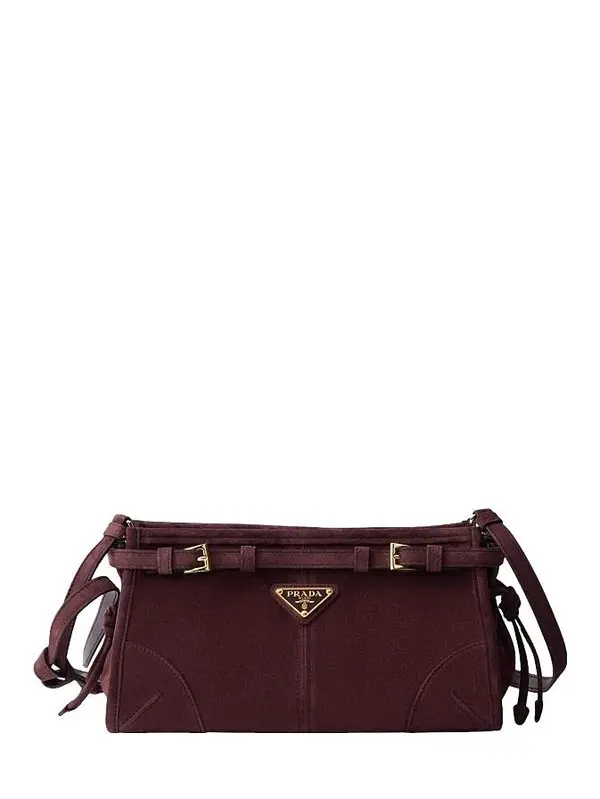 Prada Small Suede Shoulder Bag - Burgundy