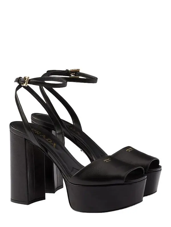 Prada Nappa Leather Platform Sandals - Black