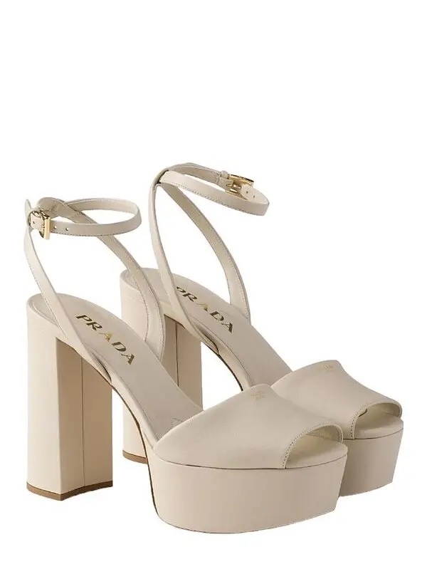 Prada Nappa Leather Platform Sandals - Neutral